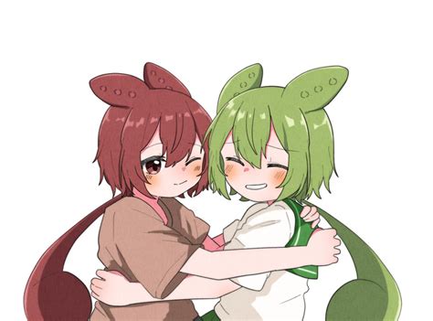 Safebooru 2girls Ankomon Blush Brown Eyes Brown Hair Brown Shirt