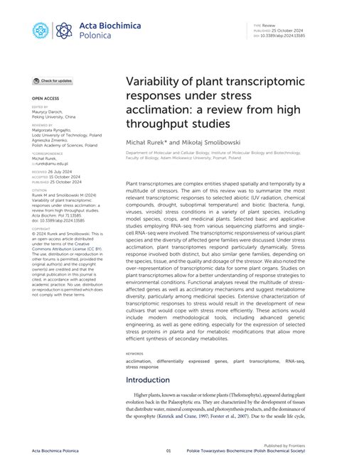 Pdf Variability Of Plant Transcriptomic Responses Under Stress