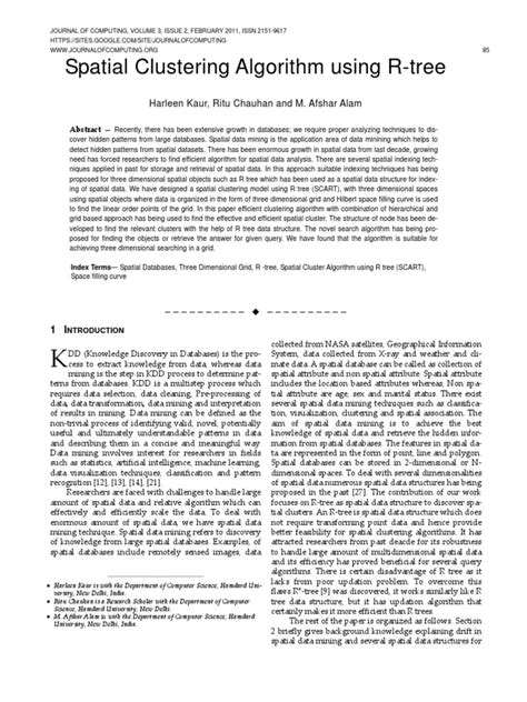 Spatial Clustering Algorithm Using R Tree Pdf Cluster Analysis Spatial Analysis