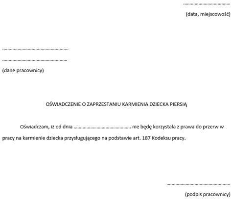 Wniosek O Przerwy Na Karmienie Dziecka Piersią WzÓr Pisma Inforpl