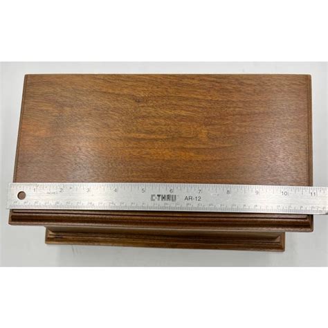 Mid Century Hardwood Jewelry Tabletop Box Brass Hardware Hinged Lid Vintage Chairish