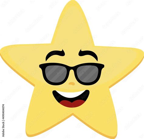 Vector Cartoon Character Illustration Of A Star With Sunglasses Stock