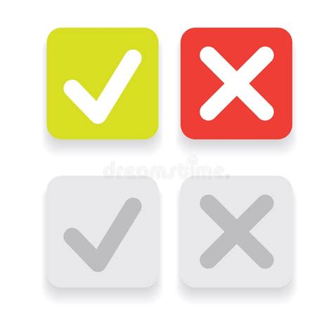 Line Green Check Mark Or Check Box Icons Set Stock Vector