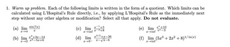 Solved Warm Up Problem Each Of The Following Limits Is