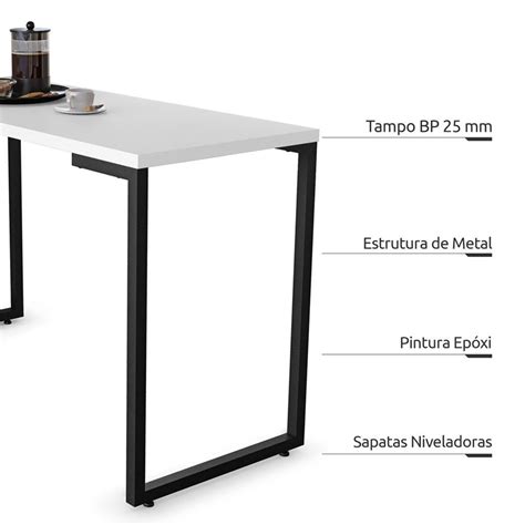 Mesa De Cozinha Bistrô Porto Branco 120cm Com 4 Banquetas Industriais