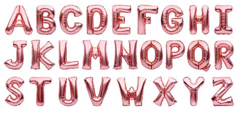 흰색에 고립 된 장미 황금 풍선 헬륨 풍선으로 만든 영어 알파벳 골드 핑크 호 일 풍선 글꼴 대문자 문자의 전체 알파벳 세트