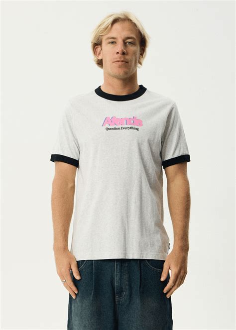Afends Mens Perception Heavyweight Oversized Ringer Tee Grey Marle