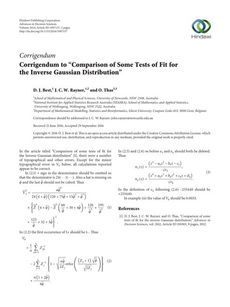 Pdf Corrigendum To Comparison Of Some Tests Of Fit For The Inverse