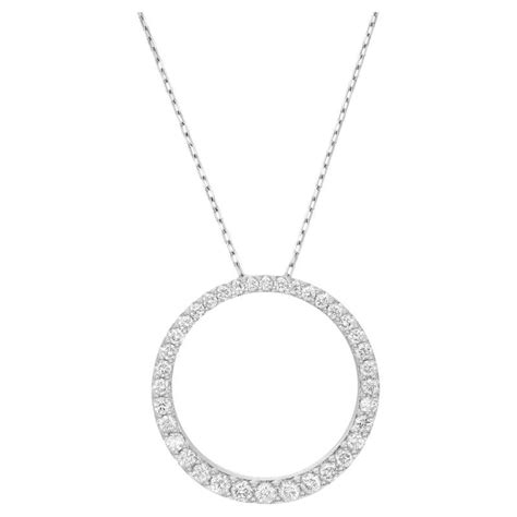 100cttw Prong Set Round Cut Diamond Circle Pendant 14k White Gold For