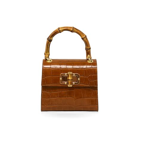 German Fuentes Leather Bamboo Handle Bag Elkmont Trading Company