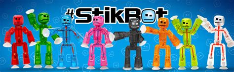 Zing Stikbot 8 Clear Collectible Action Figures With Mobile Phone
