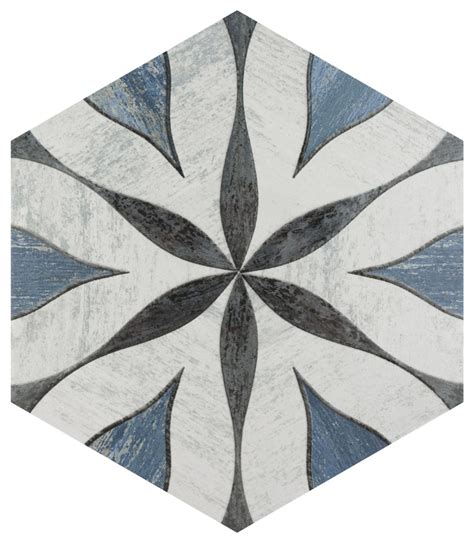 Cassis Hex Flower Black Porcelain Floor And Wall Tile Contemporary Wall And Floor Tile By