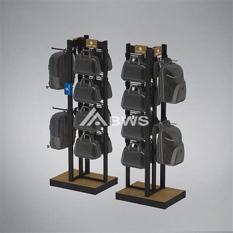 Inspiring 3 Way Bag Display Rack Made Of Wood And Metal