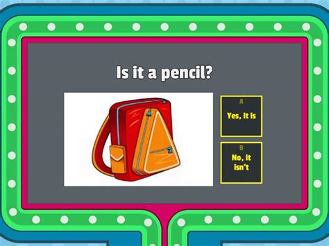 School Objects Yes It Is No It Isn T Gameshow Quiz