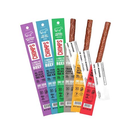 Chomps 6 Flavor Variety Stf9 Trial Pack Grass Fed Beef Venison
