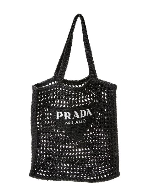 Prada Raffia Grass Tote Black Totes Handbags Pra1088416 The Realreal