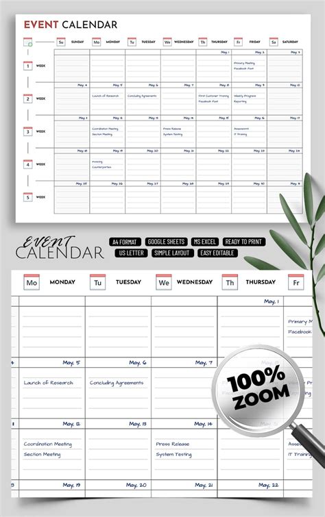 Event Calendar Template 39 Free Event Calendar Templates Monthly