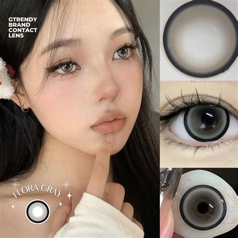 Kính áp Tròng Gtrendy Flora Gray Xám Tây Douyin Filter Lens Cận 6 Tháng