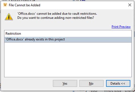 File Cannot Be Added File Already Exists In Vault When Trying To Add An Office File To Vault