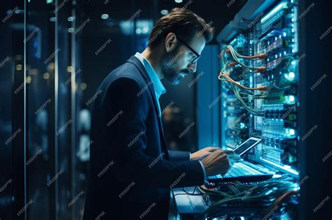 premium photo cyber security in action caucasian it professional