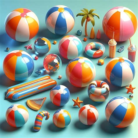 Premium Vector Beach Objects And Toys Illustration
