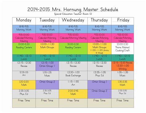 Teaching Schedule Template