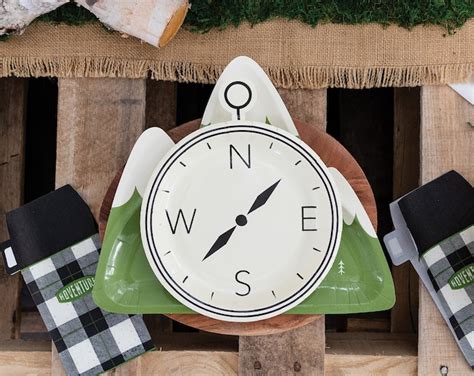 Compass Plates Adventure Party Decor Explorer Birthday Plates Camping Party Supplies