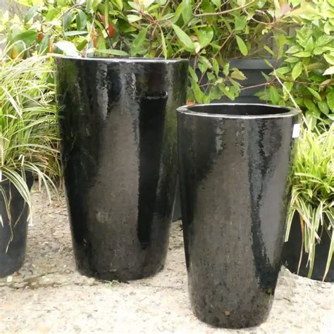 Large Black Glazed Tall Garden Pots Pots To Inspire