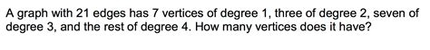 Solved A Graph With 21 Edges Has 7 Vertices Of Degree 1