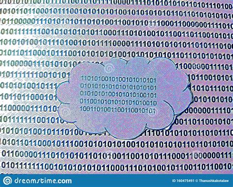 Cloud With Binary Code Showing Cloud Computing And Digital Technology Stock Illustration