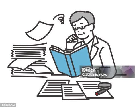 Dx 의료 It 의료비 개정 Dx 효율로 업무가 효율이 높아진 의사의 벡터 일러스트 소재 연구실 가운에 대한 스톡 벡터 아트 및 기타 이미지 연구실 가운 걱정하는