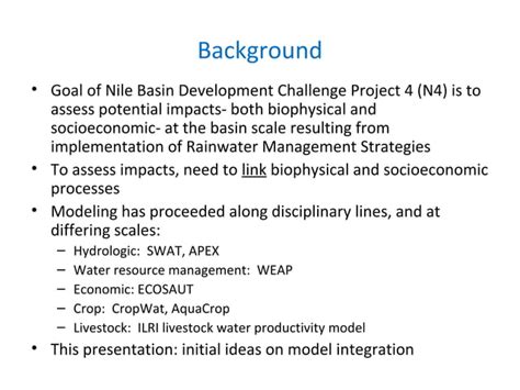 Integrating Biophysical And Socioeconomic Model Outputs Ppt
