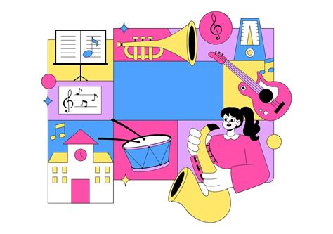 Music Classroom Illustration Highlighting Instrument Usage Artistic