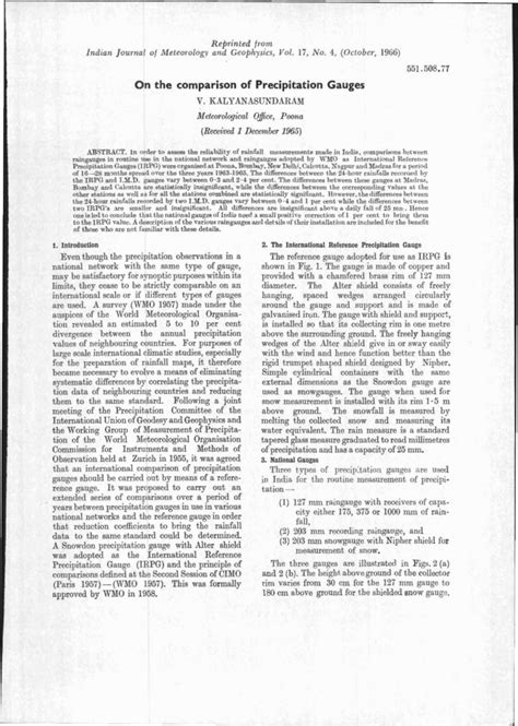 Pdf On The Comparison Of Precipitation Gauges