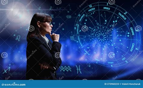 Woman Interested In Astrology Universe Stars Astrological Wheel