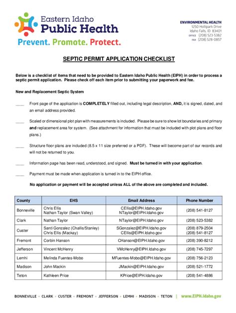 Fillable Online Septic Permit Application Checklist Fax Email Print