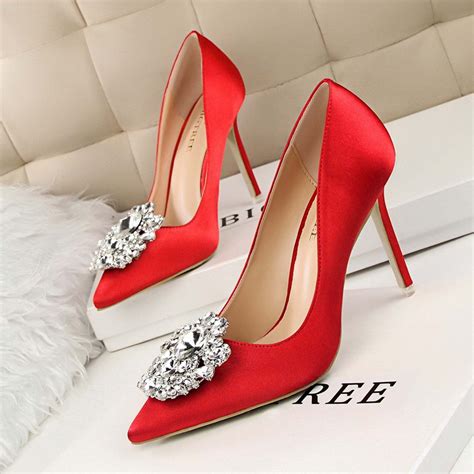 Tejiojio High Heels For Womendressy Womens Pumps Elegant Rhinestones