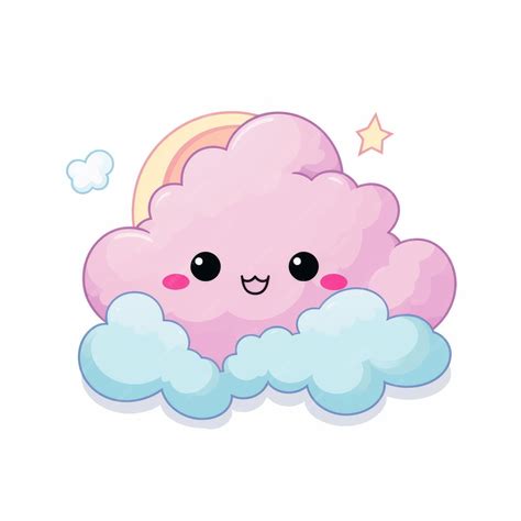 Premium Photo Delightful Clouds Kawaii And Colorful Clipart On A