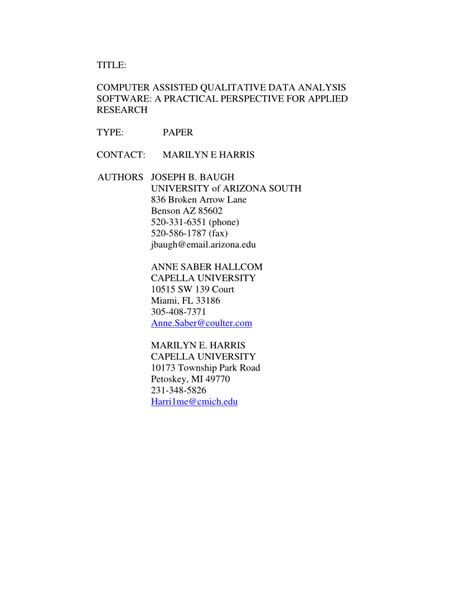 Pdf Computer Assisted Qualitative Data Analysis Software A Practical Perspective For Applied