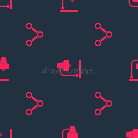Set Molecule And Table Lamp On Seamless Pattern Vector Stock Vector Illustration Of Icon