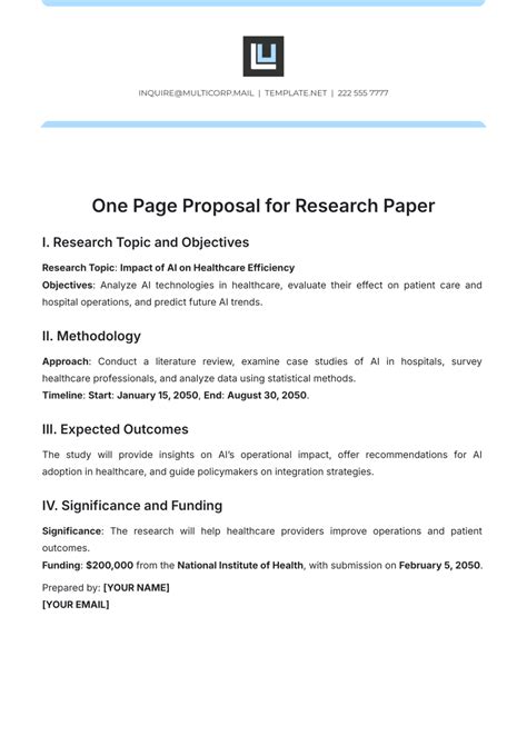 Free One Page Proposal For Research Paper Template To Edit Online