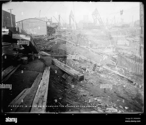 Dry Dock Number 4 Showing The Sinking Of The Ground Glass Plate Negatives Of The Construction