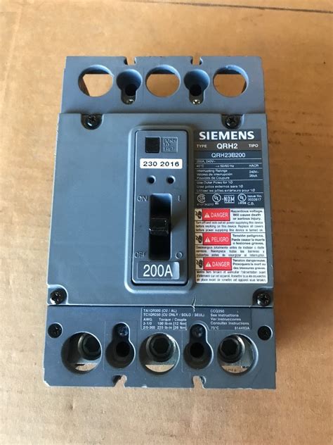 Siemens 200 Amp 240 Volt 3 Pole Circuit Breaker Type Qrh2 Cat