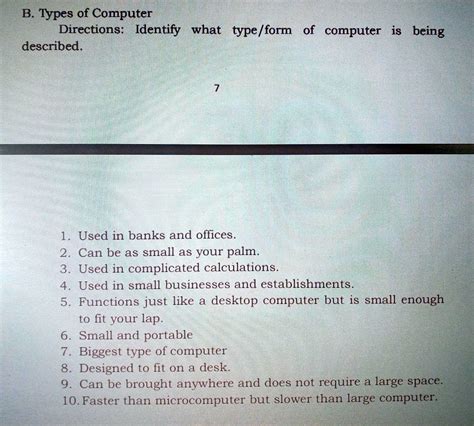 solved types of computer directions identify what type form of