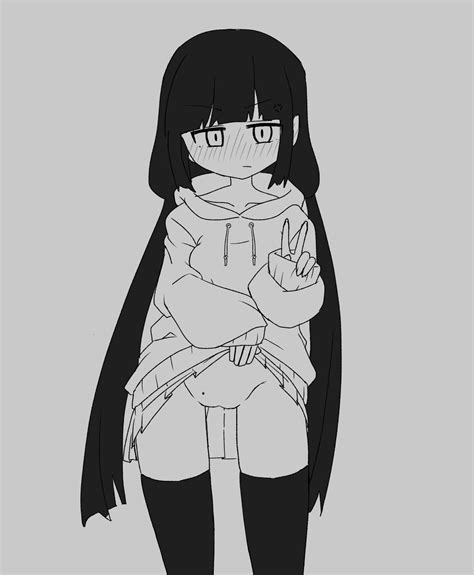 Giga Linda Lagtrain Vocaloid Highres Black Hair Black Thighhighs Blunt Bangs Blush
