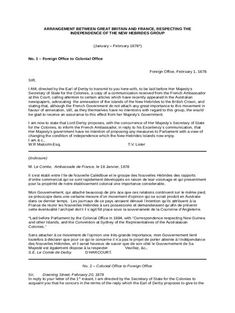 Despatch To His Majestys Ambassador At Paris Forwarding Doc