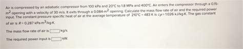 Solved Air Is Compressed By An Adiabatic Compressor From 100