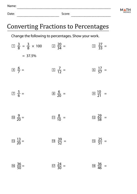 Fraction To Percent Worksheets Math Monks Worksheets Library