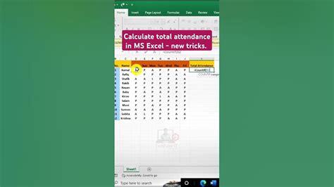 Count Total Attendance In Ms Word New Tricks Shorts Msexcel Exceltutorial Exceltips Youtube