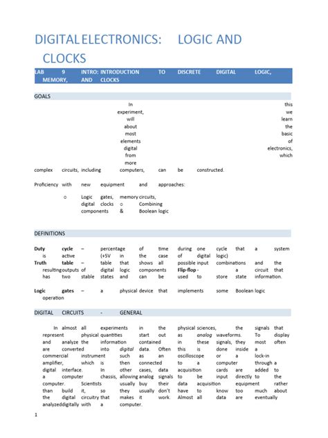 lab 9 intro introduction to discrete digital logic memory and clocks